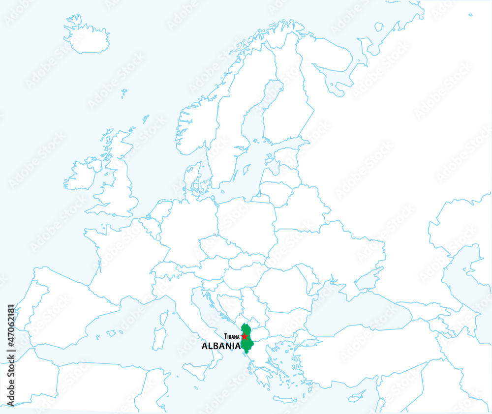 Albania on the map of Europe Stock Vector | Adobe Stock