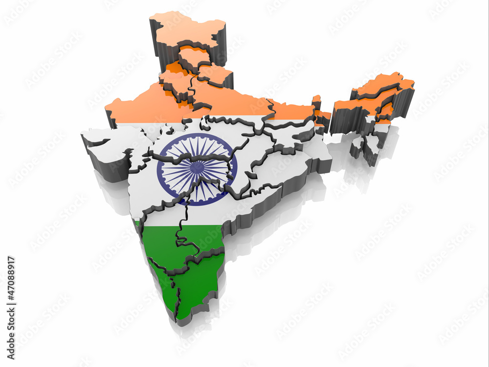 Map of India in Indian flag colors Stock Illustration | Adobe Stock