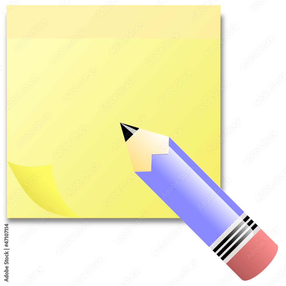 Post - It Block in Gelb mit Stift Stock-Vektorgrafik | Adobe Stock