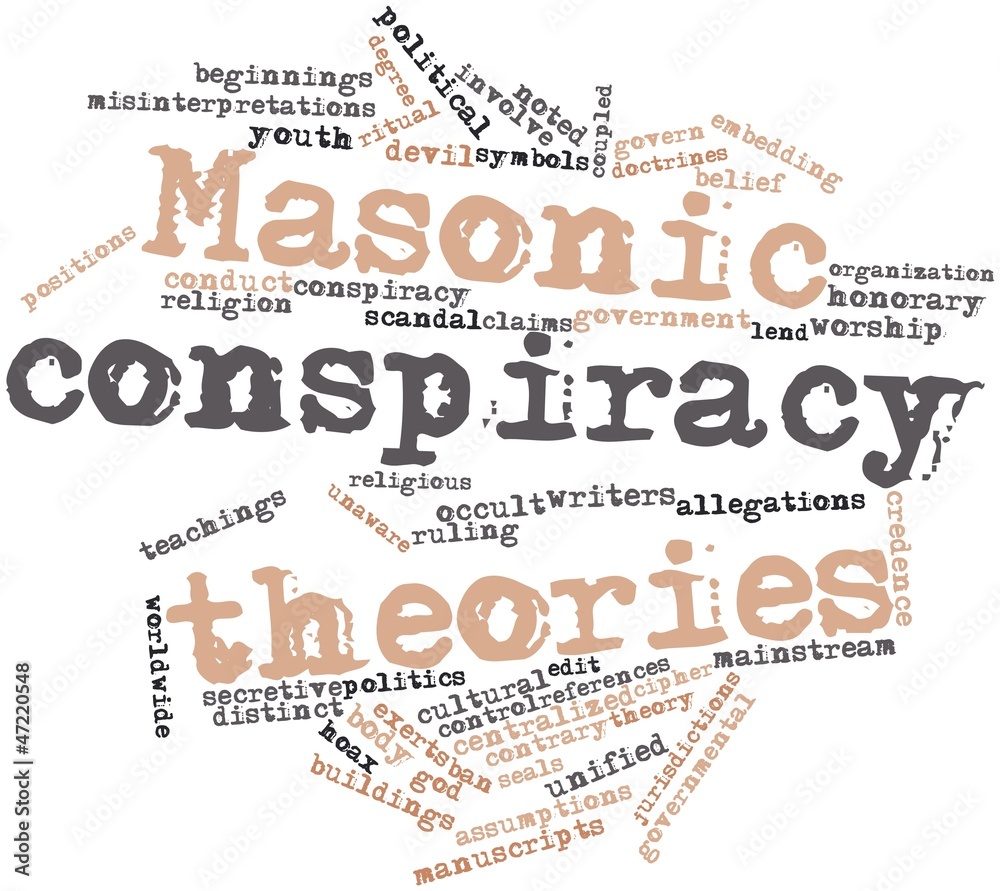 Word cloud for Masonic conspiracy theories Stock Illustration | Adobe Stock