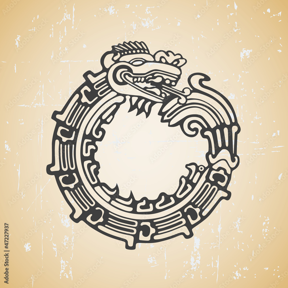Maya snake Quetzalcoatl ouroboros Stock Vector | Adobe Stock