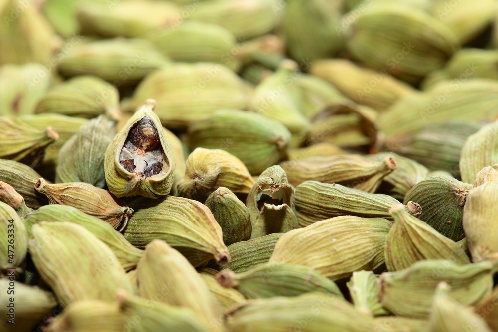 Green cardamom seeds. Aromatic spice.texture background Stock Photo ...