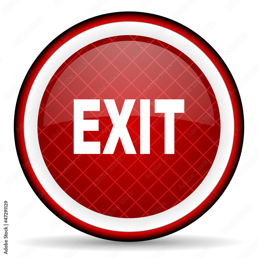 exit red glossy icon on white background Stock Illustration | Adobe Stock