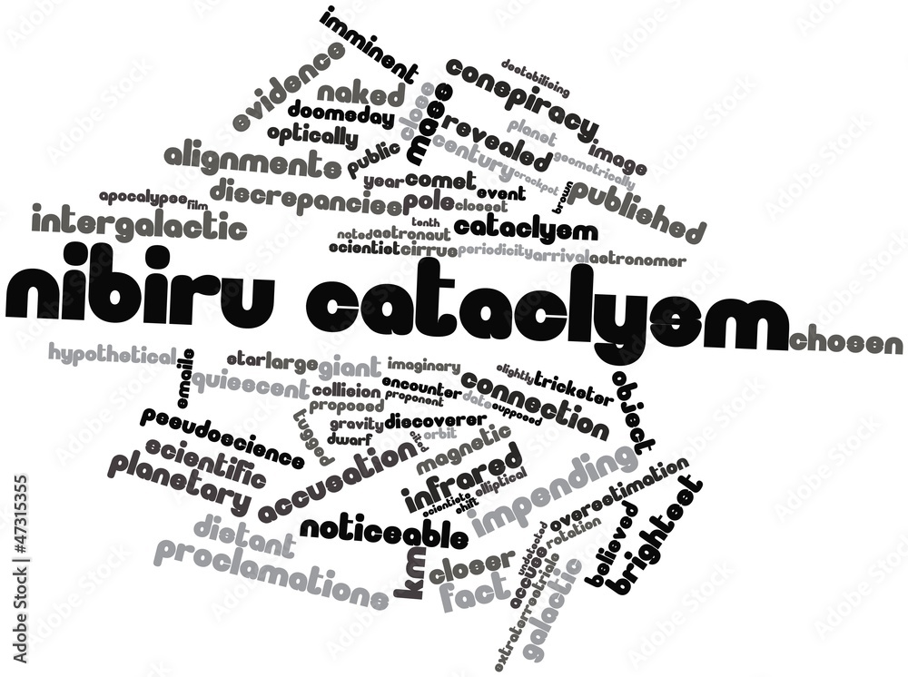 Word cloud for Nibiru cataclysm Stock Illustration | Adobe Stock