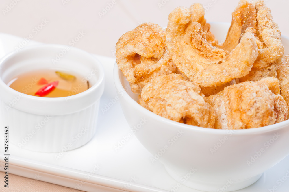 crispy fried pork fat also known as chicharon (philippines) Stock Photo ...