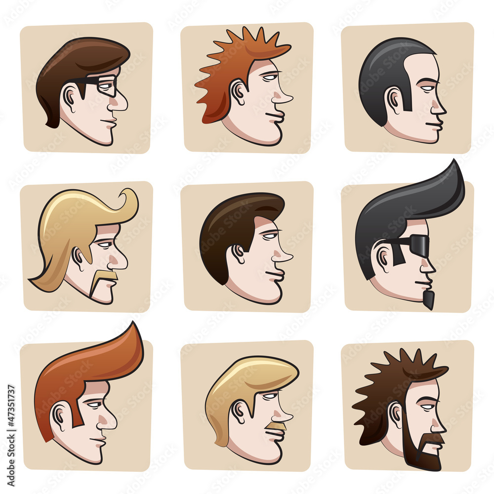 Cartoon men heads Stock Vector | Adobe Stock