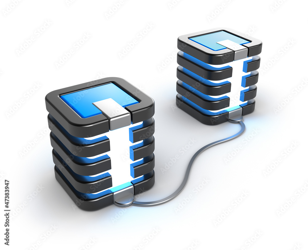 Mainframe servers connected to each other. On white background. Stock ...