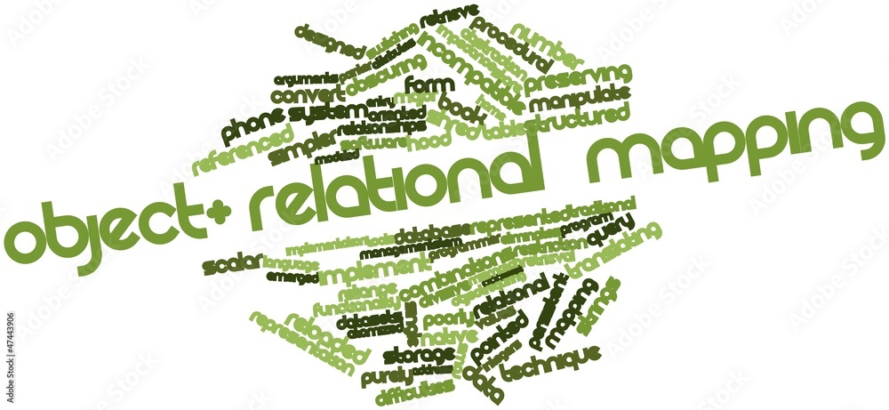 Word cloud for Object-relational mapping ilustração do Stock | Adobe Stock