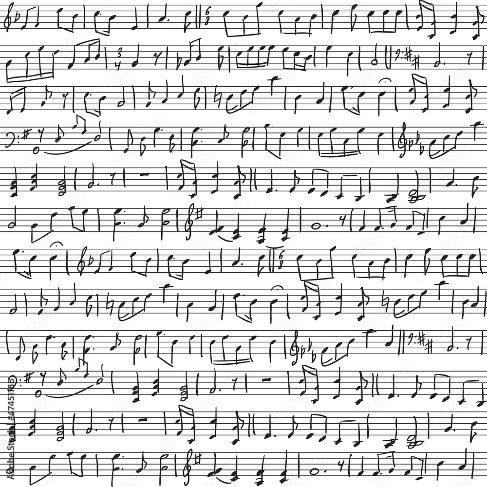 handwritten musical notes Stock Vector | Adobe Stock