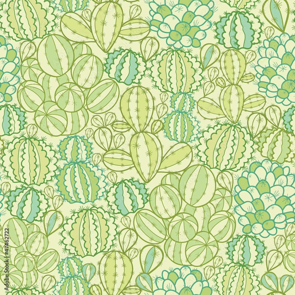 Vector cactus plants texture seamless pattern background with Stock ...