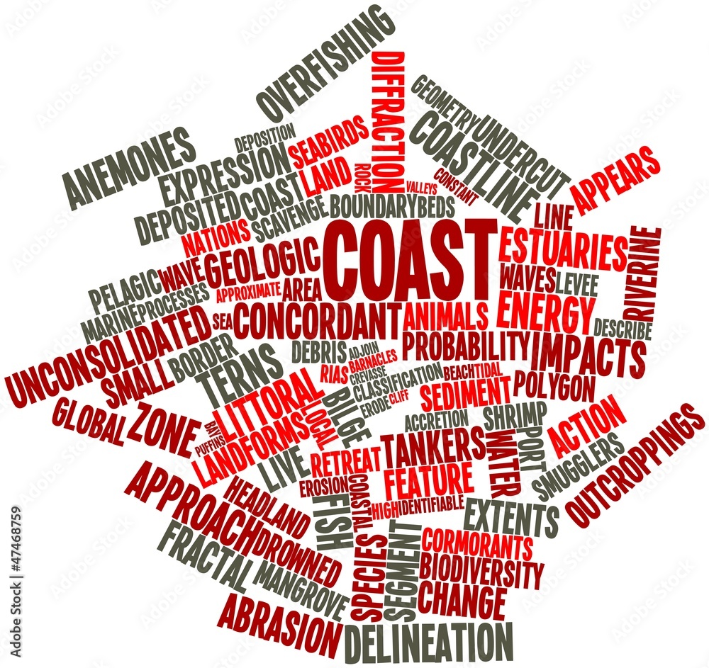Word cloud for Coast Stock Illustration | Adobe Stock