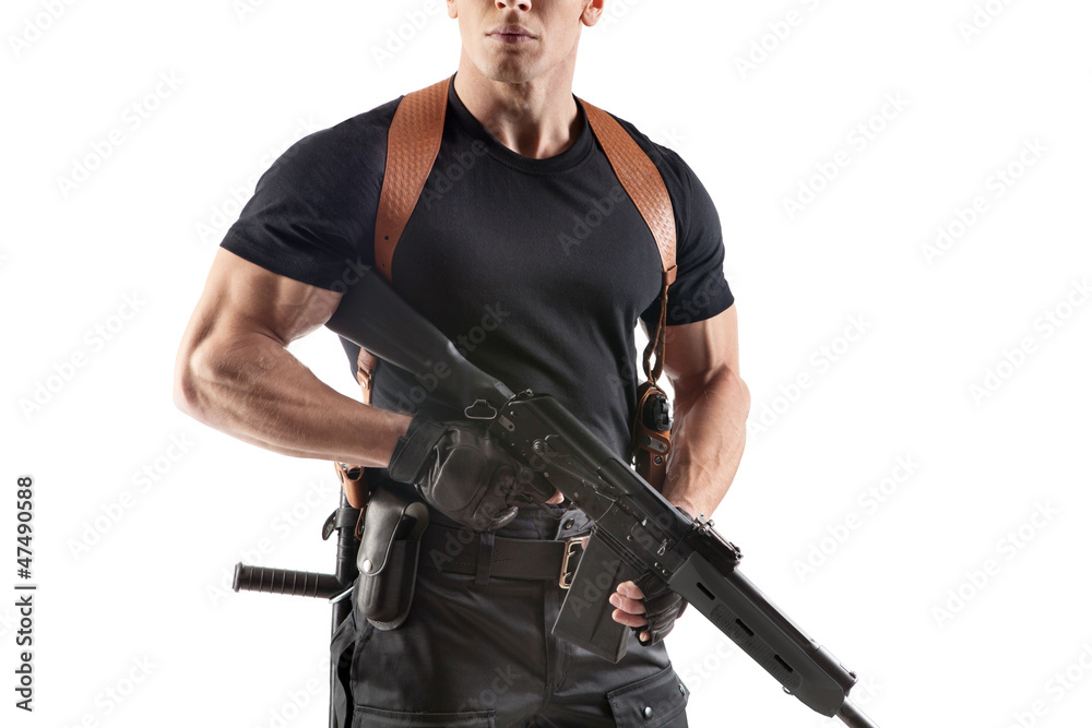 Police officer with gun Stock Photo | Adobe Stock