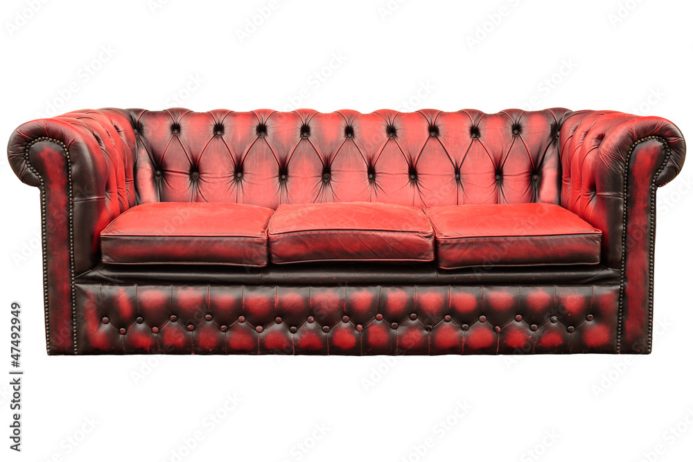 Vintage red sofa isolated on white Stock Photo | Adobe Stock