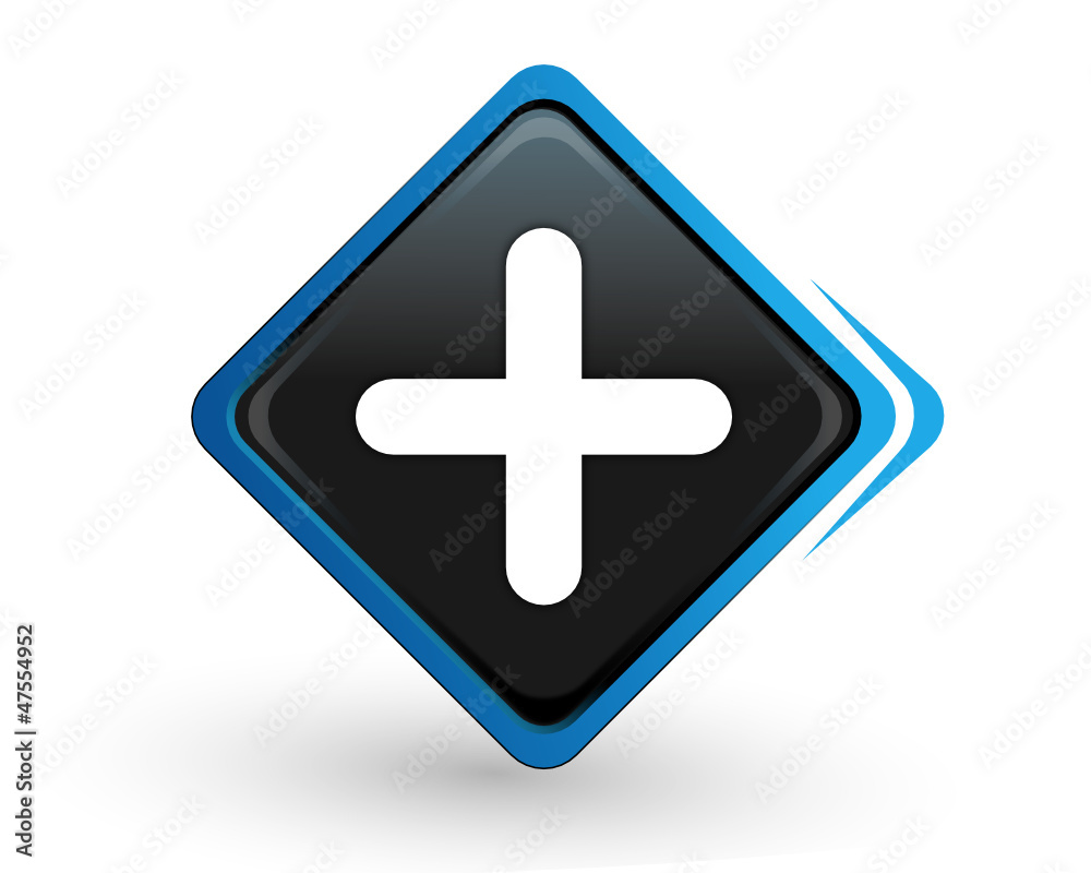 Vecteur Stock icône ajouter sur bouton carré bleu design | Adobe Stock