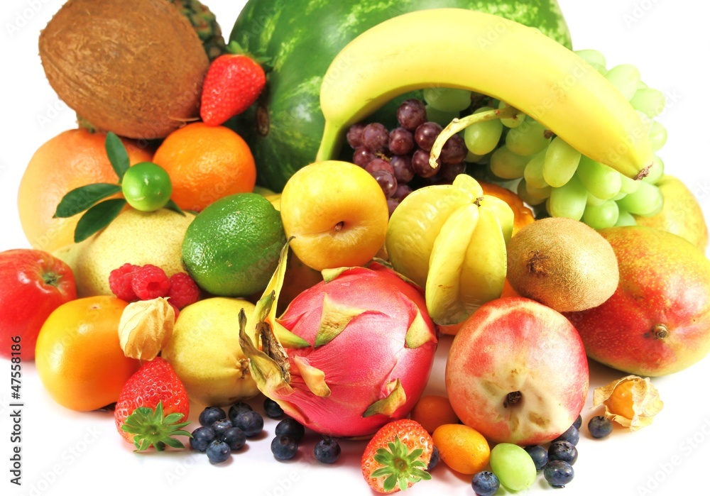 Früchtemix - verschiedenen Sorten frisches Obst Stock-Foto | Adobe Stock