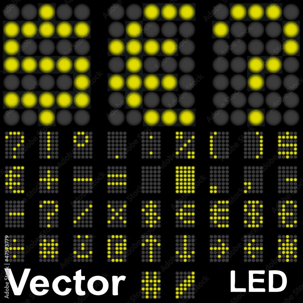 Vector conceptual collection font bright led isolated Stock Vector ...