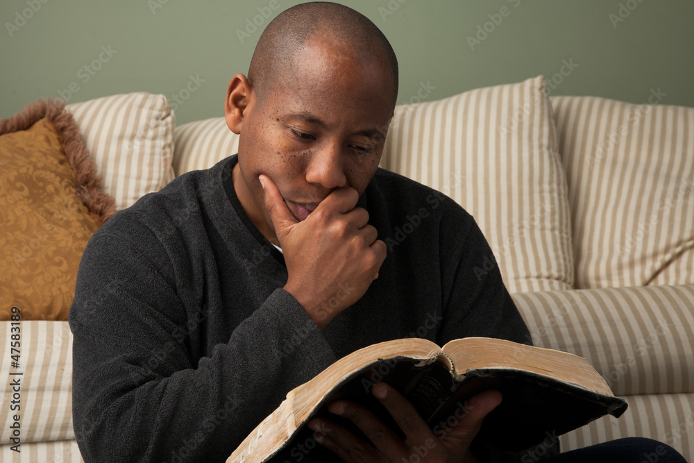 African American Studying the Bible at Home Stock Photo | Adobe Stock