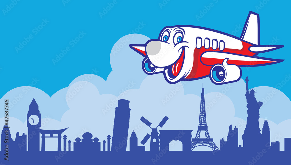 cartoon plane lineart Stock Vector | Adobe Stock