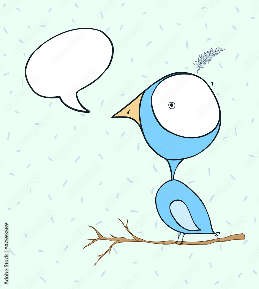 Blue bird doodle wallpaper with text bubble Stock Vector | Adobe Stock