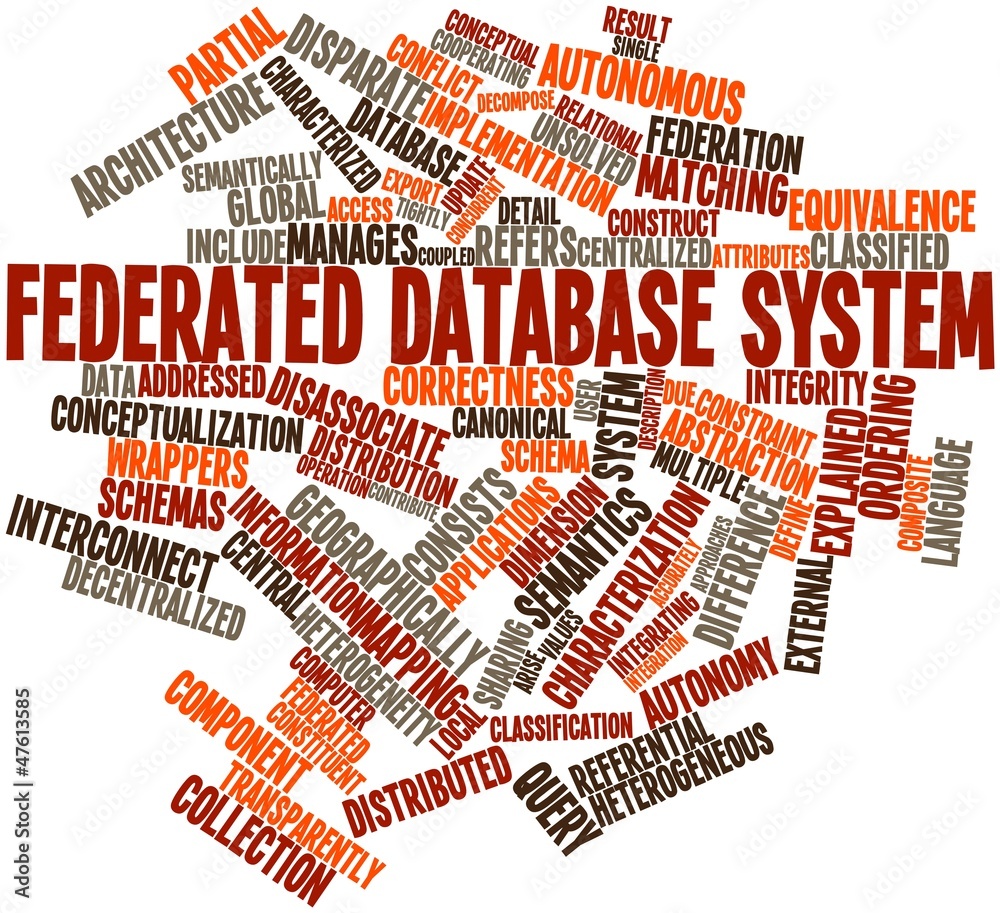 Word cloud for Federated database system Stock Illustration | Adobe Stock