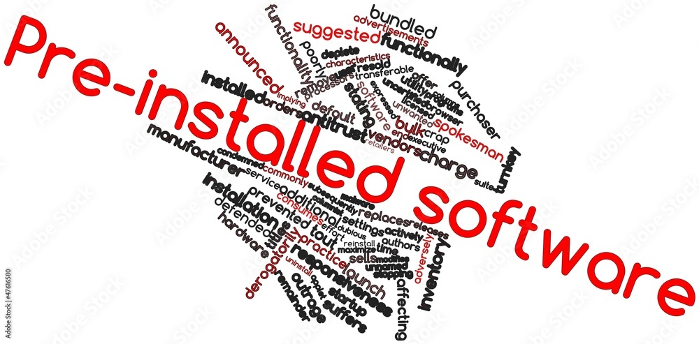 Word cloud for Pre-installed software Stock Illustration | Adobe Stock