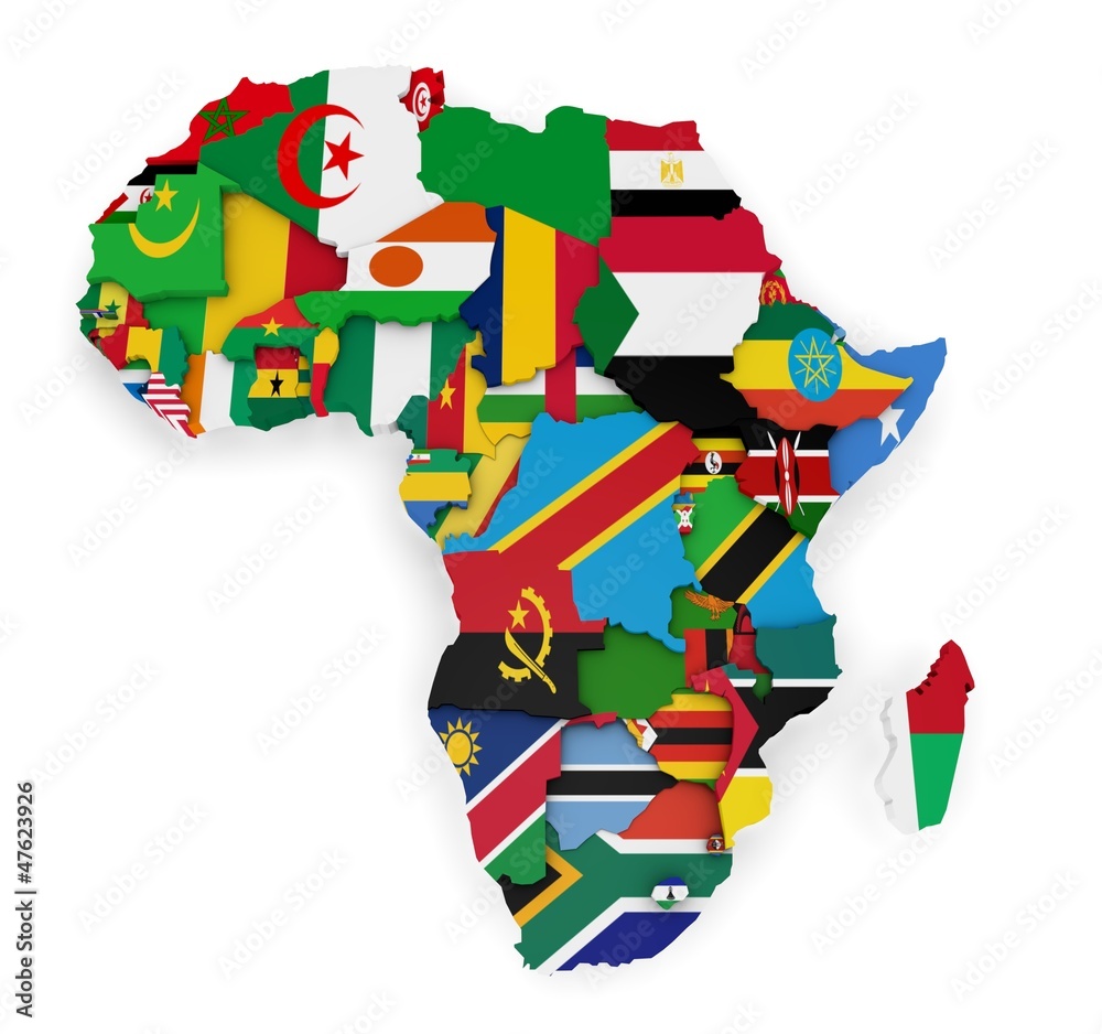 Carte d'Afrique avec les drapeaux des pays Stock Illustration | Adobe Stock