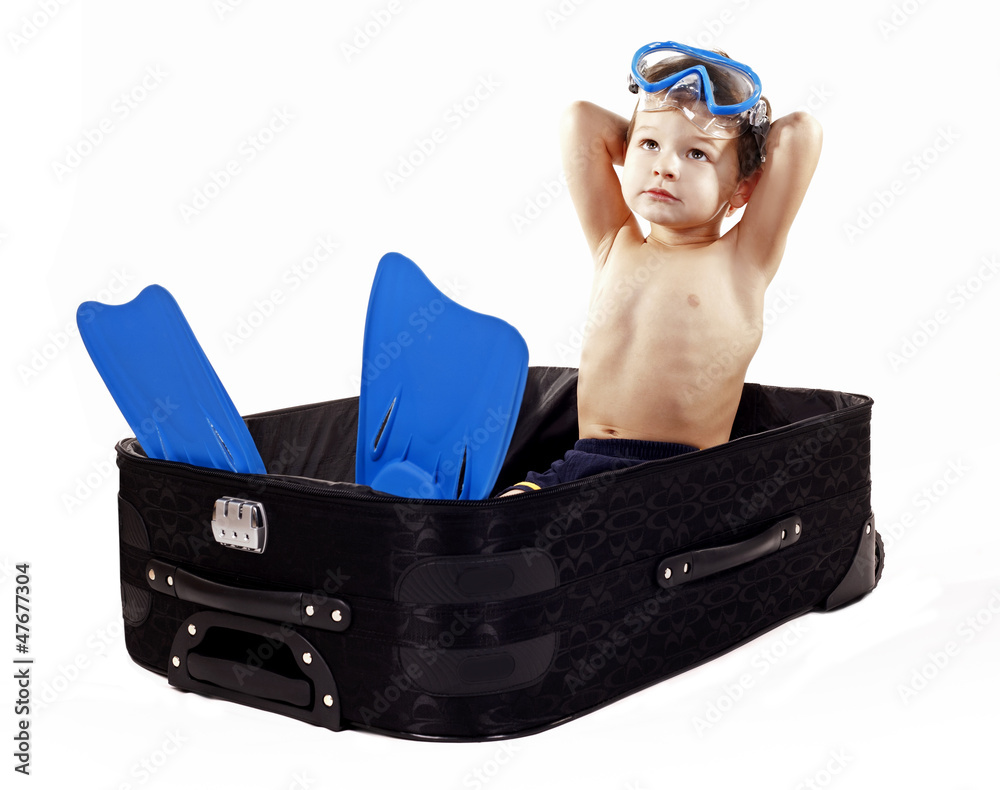boy in the luggage Stock Photo | Adobe Stock