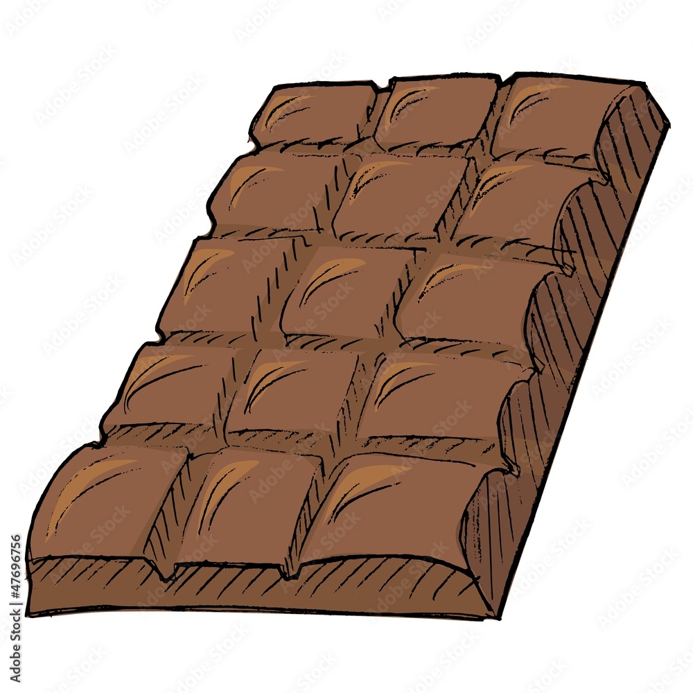 Hand drawn, vector, cartoon illustration of bar of chocolatec Stock ...