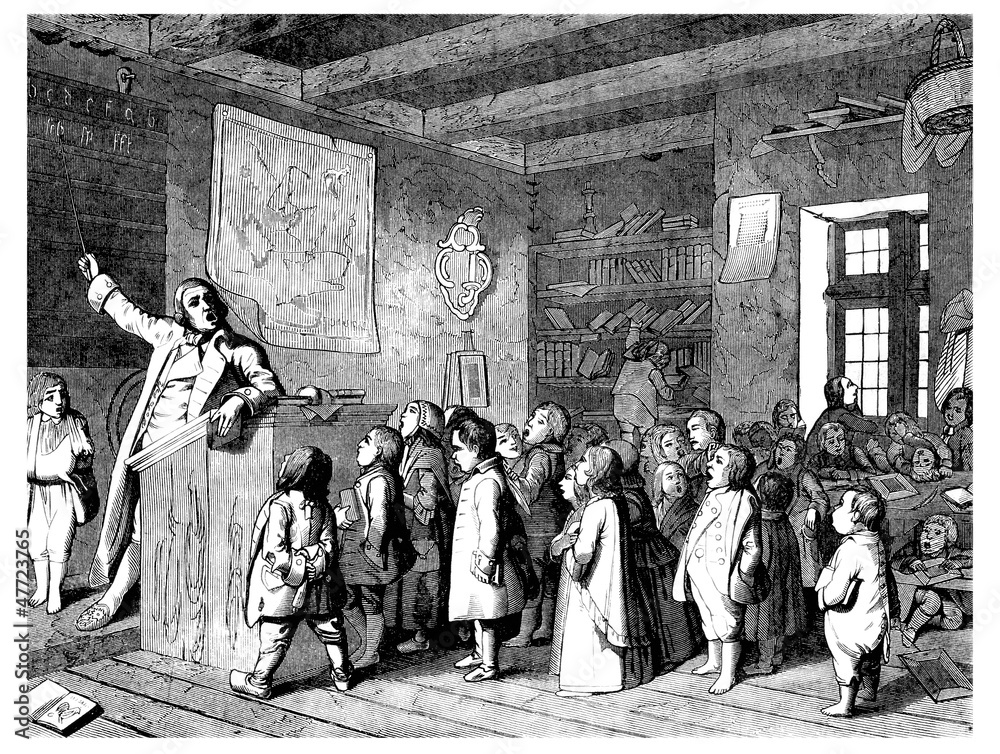 School Scene - 17th century Stock Illustration | Adobe Stock