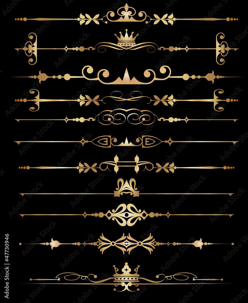 Vector set. Ornamental Rule lines. Calligraphy. Stock Vector | Adobe Stock
