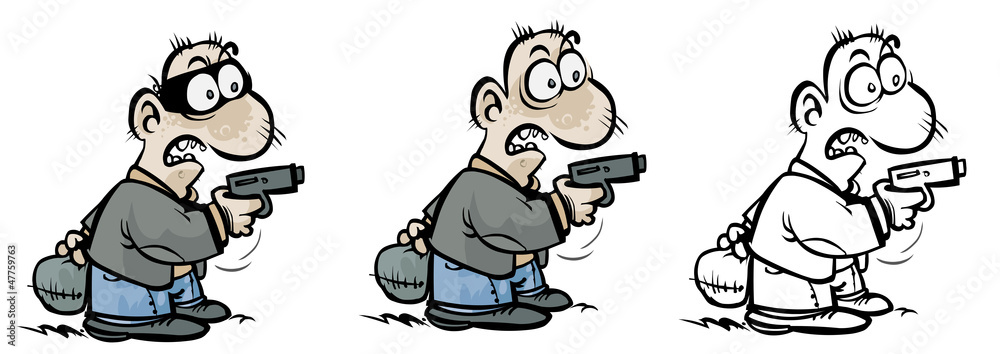 Cartoon gunman in different variants. Stock Vector | Adobe Stock