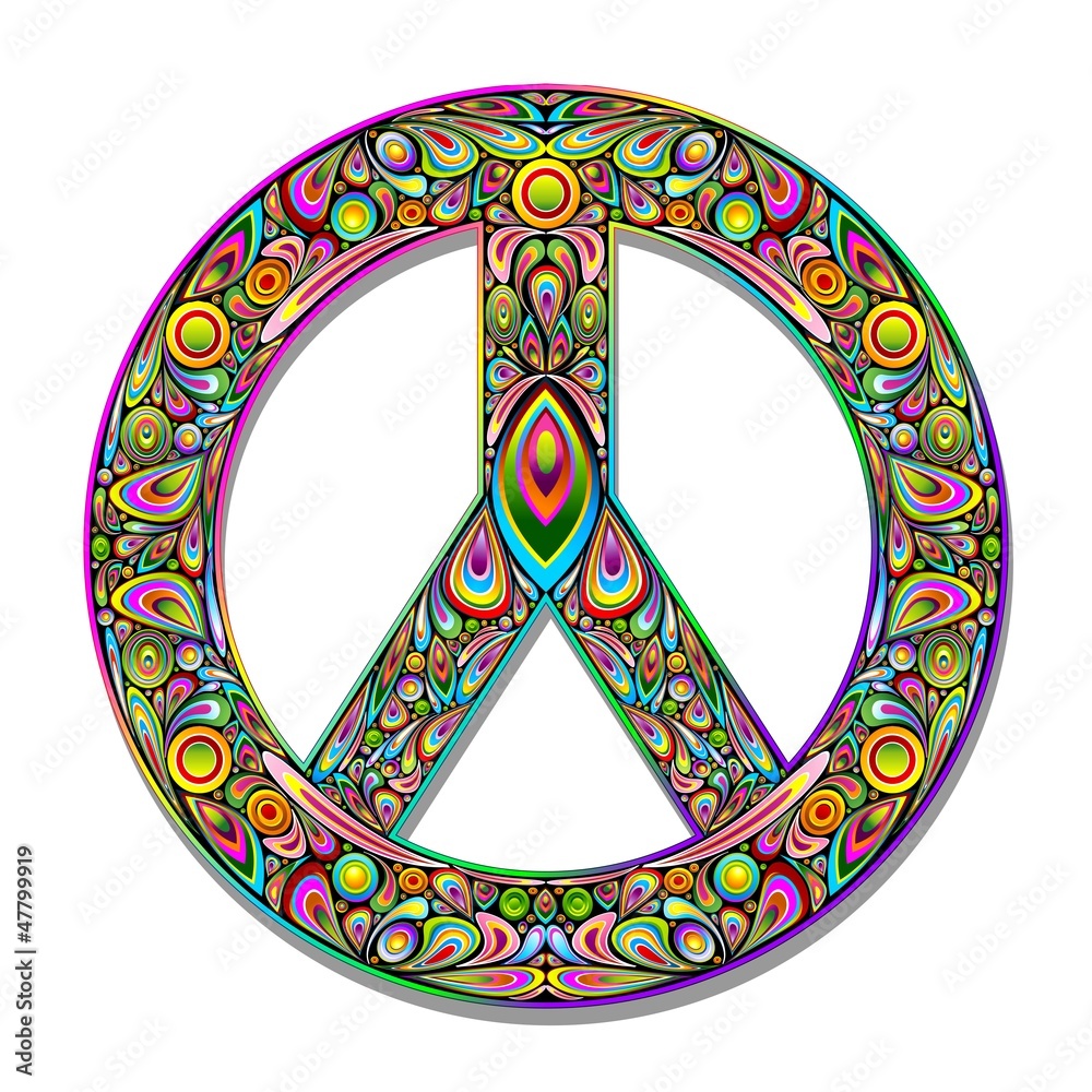 Peace Symbol Psychedelic Art Design-Simbolo Pace Psichedelico Stock ...