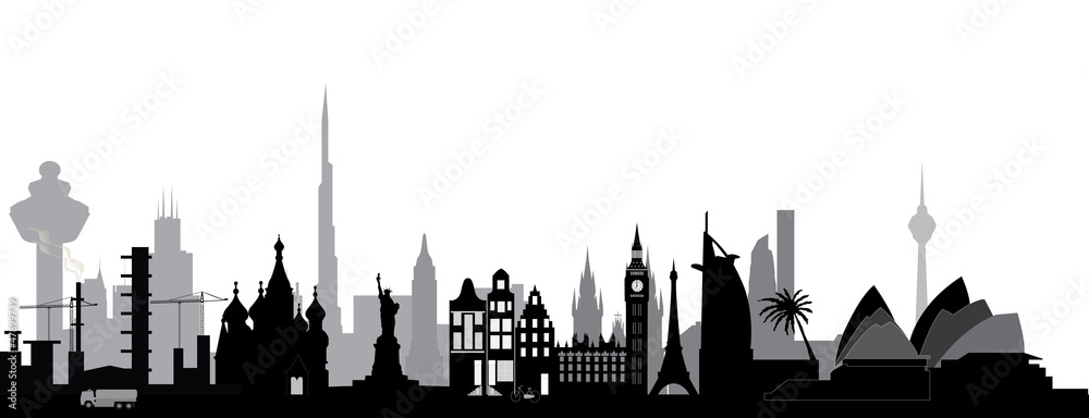 world skyline Stock Vector | Adobe Stock