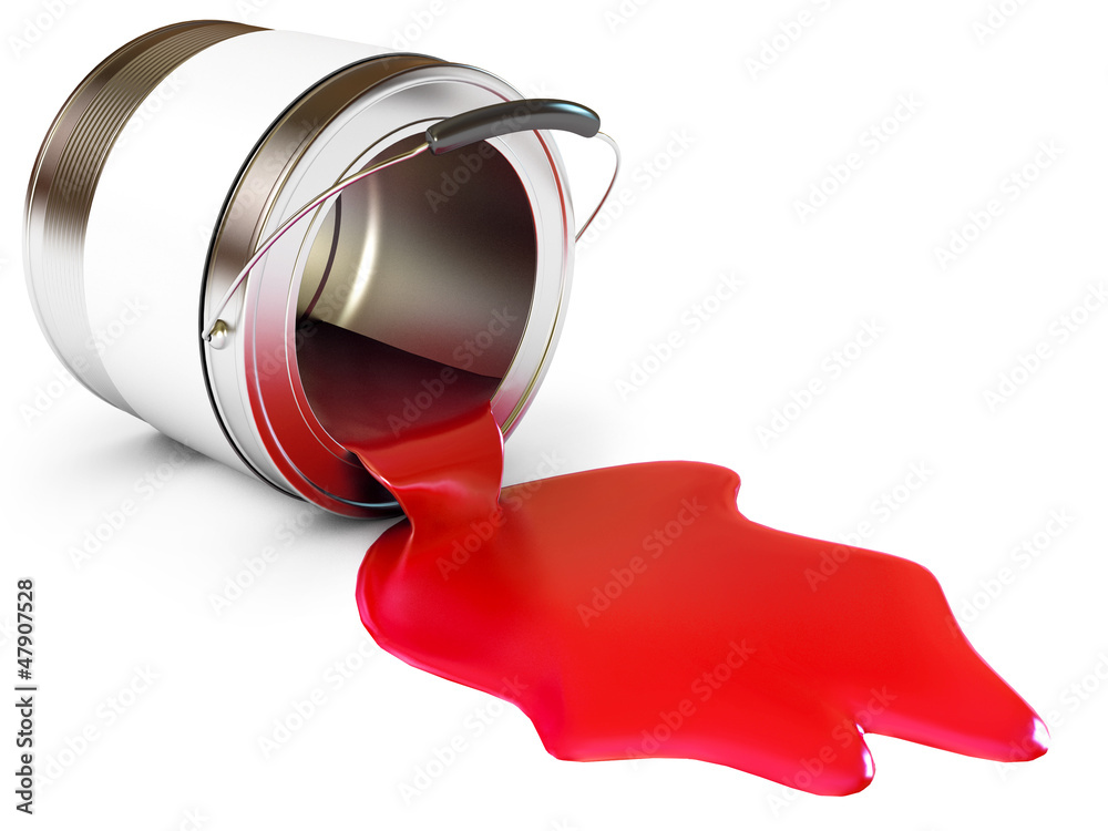 Spilled Paint Cans. Isolated on white background. 3d render Stock ...