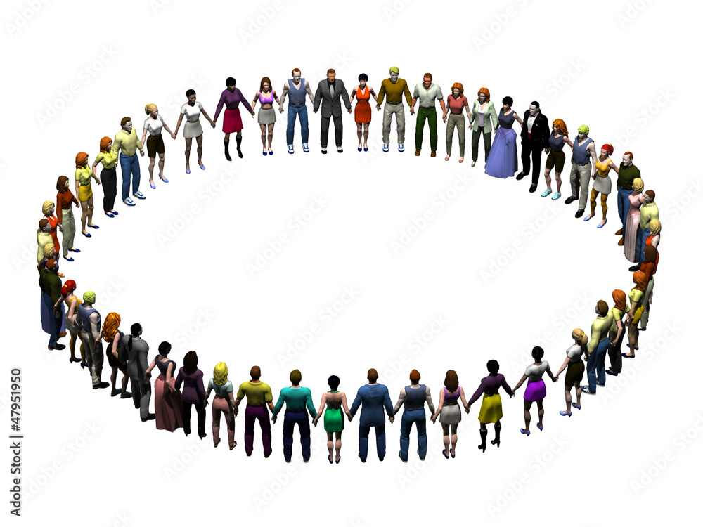 Hand in hand, human chain forms a circle Stock Illustration | Adobe Stock