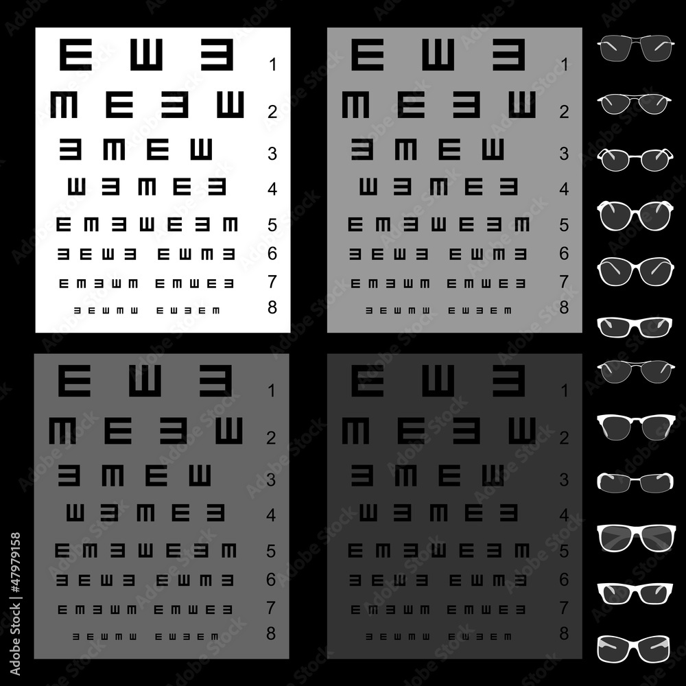 eye test chart with glasses, vector Stock Vector | Adobe Stock