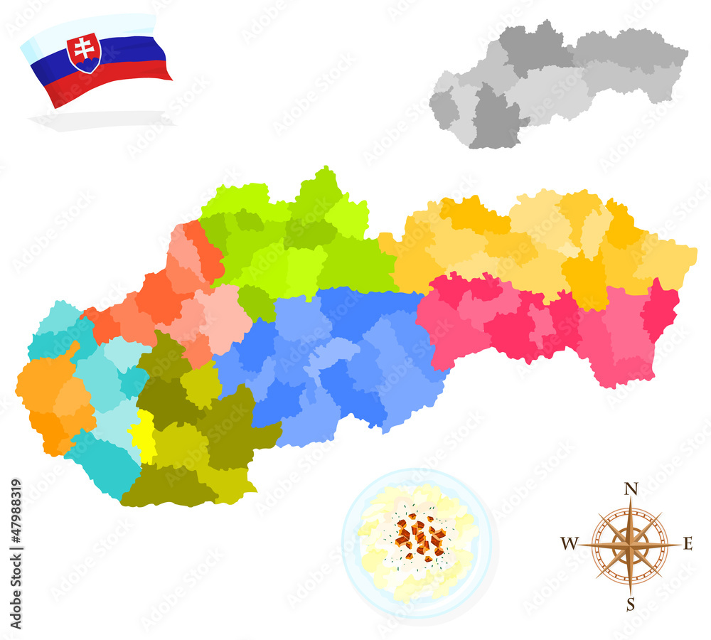 Map of Slovakia, provinces and regions Stock Vector | Adobe Stock