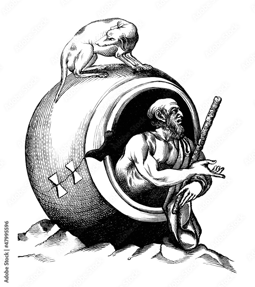 Antique Greece : Diogenes - Diogene dans son tonneau Stock Illustration ...