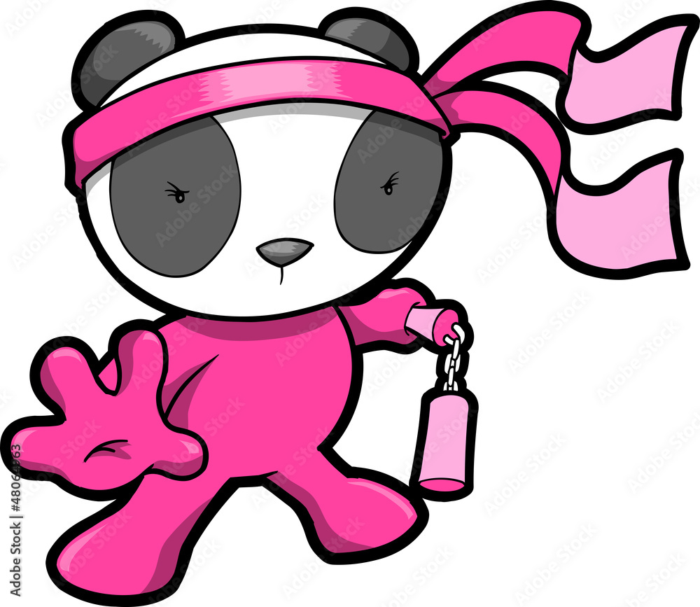Cute Pink Cartoon Ninjas