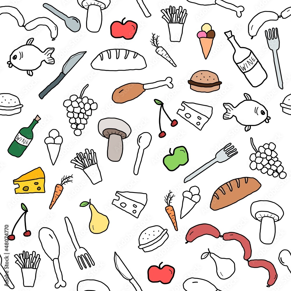 Food background - seamless cuisine vector Stock Vector | Adobe Stock