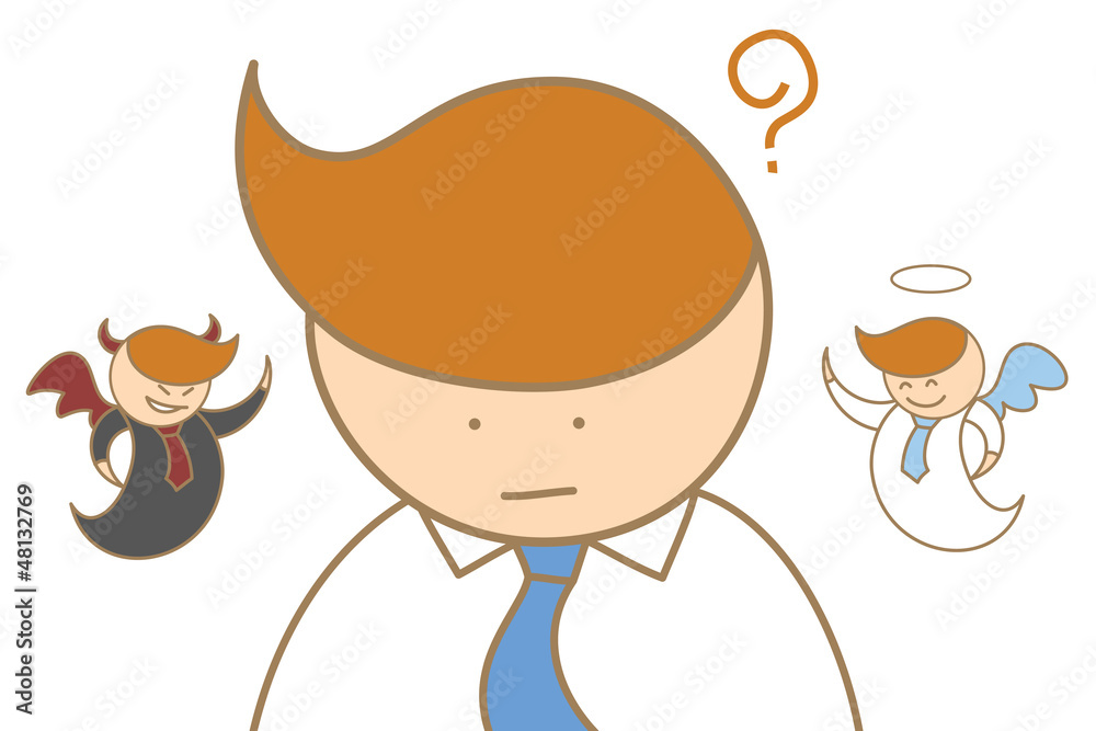 cartoon character of man thinking angel and devil mind Stock Vector ...