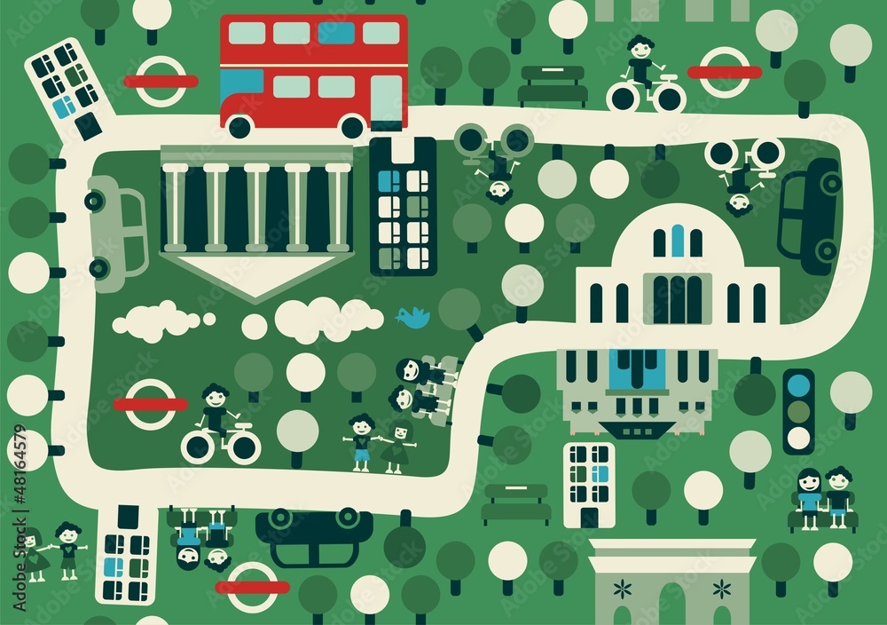 cartoon map of London Stock Vector | Adobe Stock
