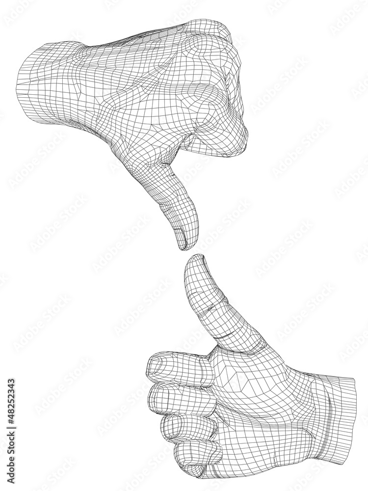 High resolution conceptual 3D human hand with thumb up Stock ...