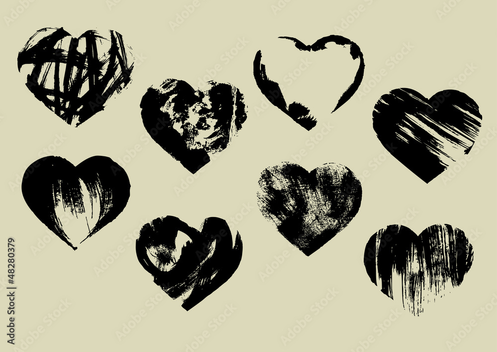 Black painted hearts Stock Vector | Adobe Stock