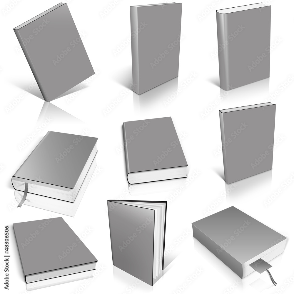 Nine grey empty book template Stock Illustration | Adobe Stock
