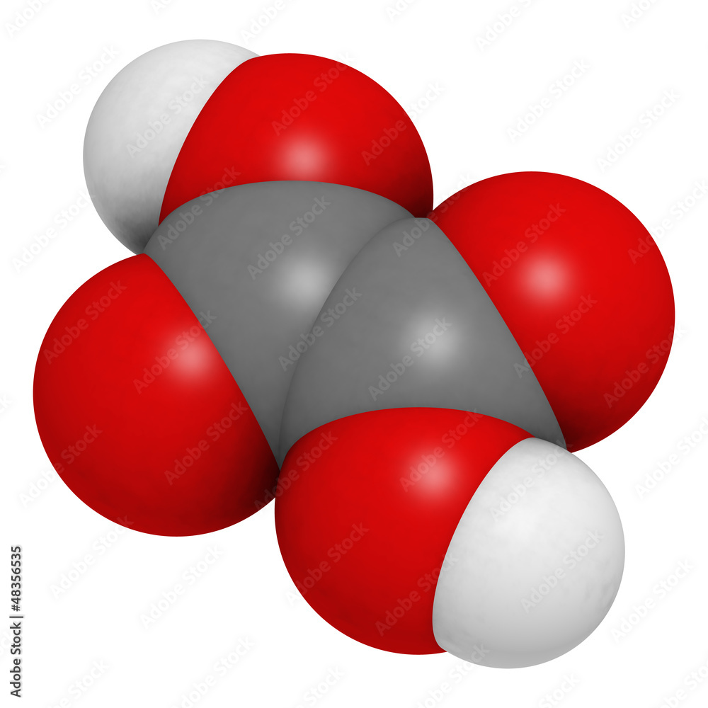 Oxalic acid molecule. Its salt, calcium oxalate, is the main com Stock ...
