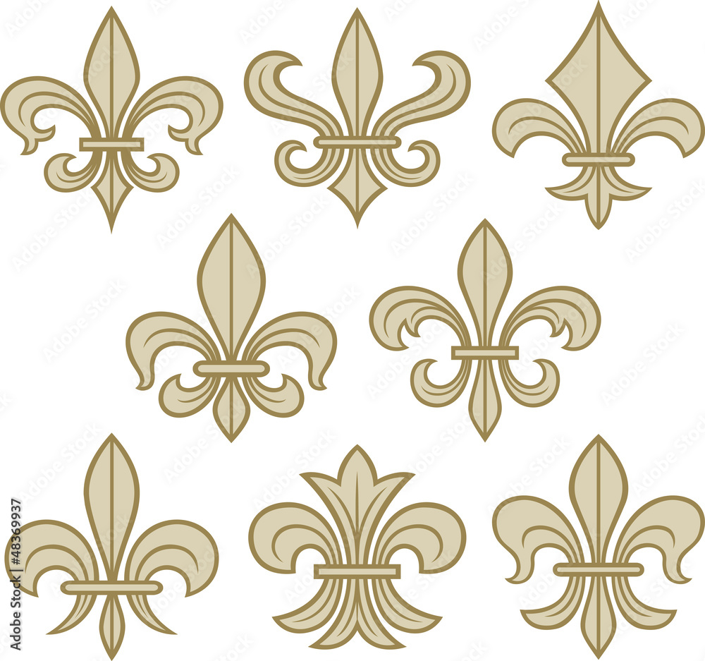 fleur de lis scroll antique Stock Vector | Adobe Stock