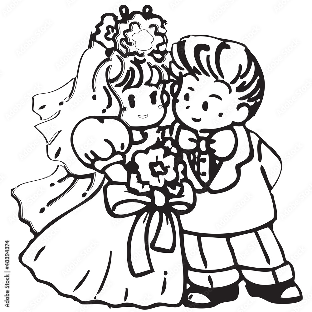cartoon wedding couple of frame on white background Stock Vector ...