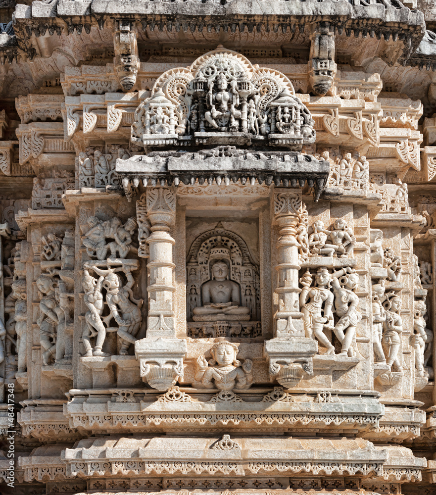 Ancient Sun Temple in Ranakpur. Jain Temple Carving. Stock Photo ...