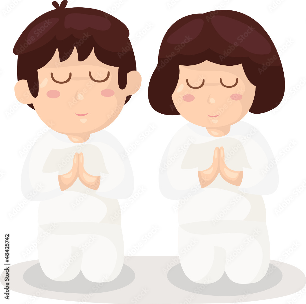 cartoon boy and girl praying Stock Vector | Adobe Stock